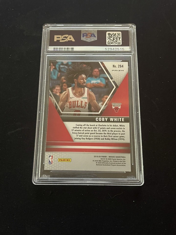 2019 Panini Mosaics Basketball Coby White Debut Red Rookie PSA 10 Bulls ...