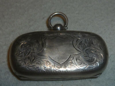 VINTAGE STERLING SILVER ETCHED POCKET COIN HOLDER COMPACT NOUVEAU RARE ...