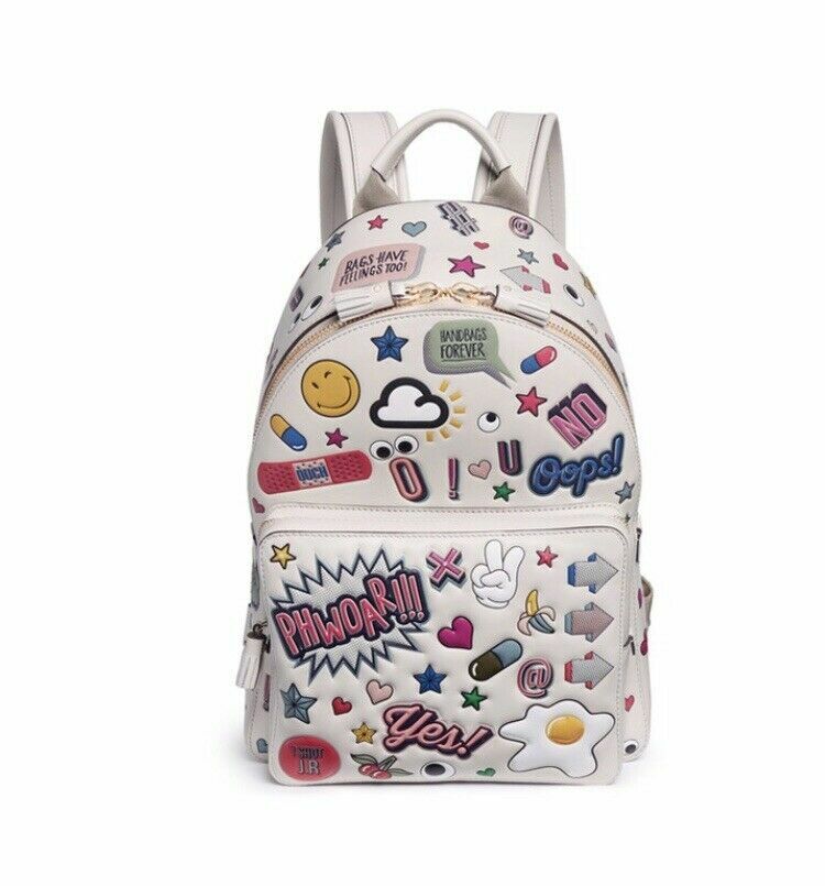 Anya Hindmarch Backpack Leather Bag All Over Wink Stickers White RRP £ ...