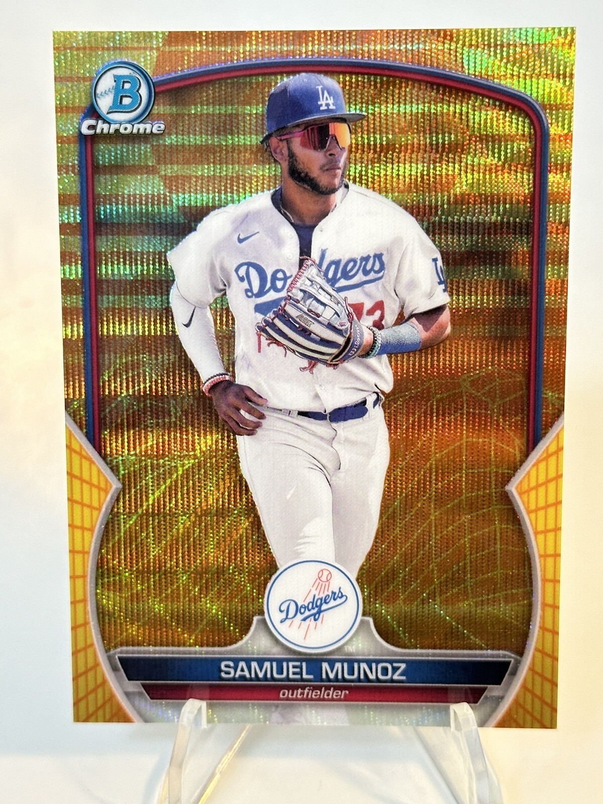 2023 Bowman Chrome - Prospects Samuel Munoz #BCP-182 Yellow & Orange Vapor Refractor /75 (RC ...