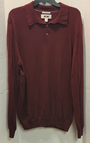 Joseph Abboud Mens XL MAROON 100% Extra Fine Merino Wool Polo Sweater ...