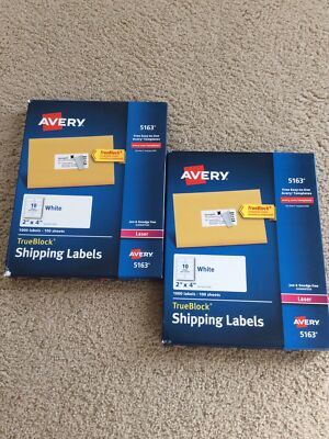 NEW Avery 5163 TrueBlock Laser Shipping Labels 1,000 Labels 2" X 4" 100 ...