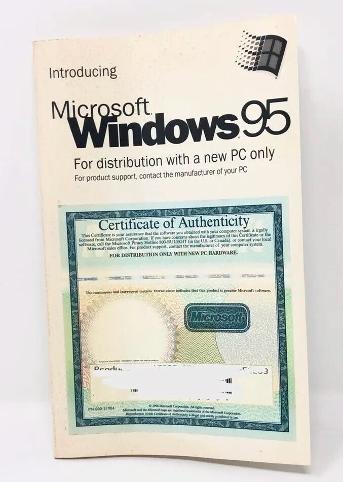 MICROSOFT Introducing Windows 95 - VINTAGE Original OEM 1995 Manual ...