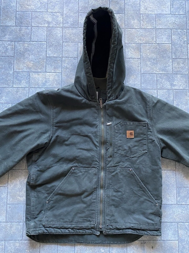 Carhartt Chapman Jacket Coat Men’s L Green Hooded Pockets Made In ...