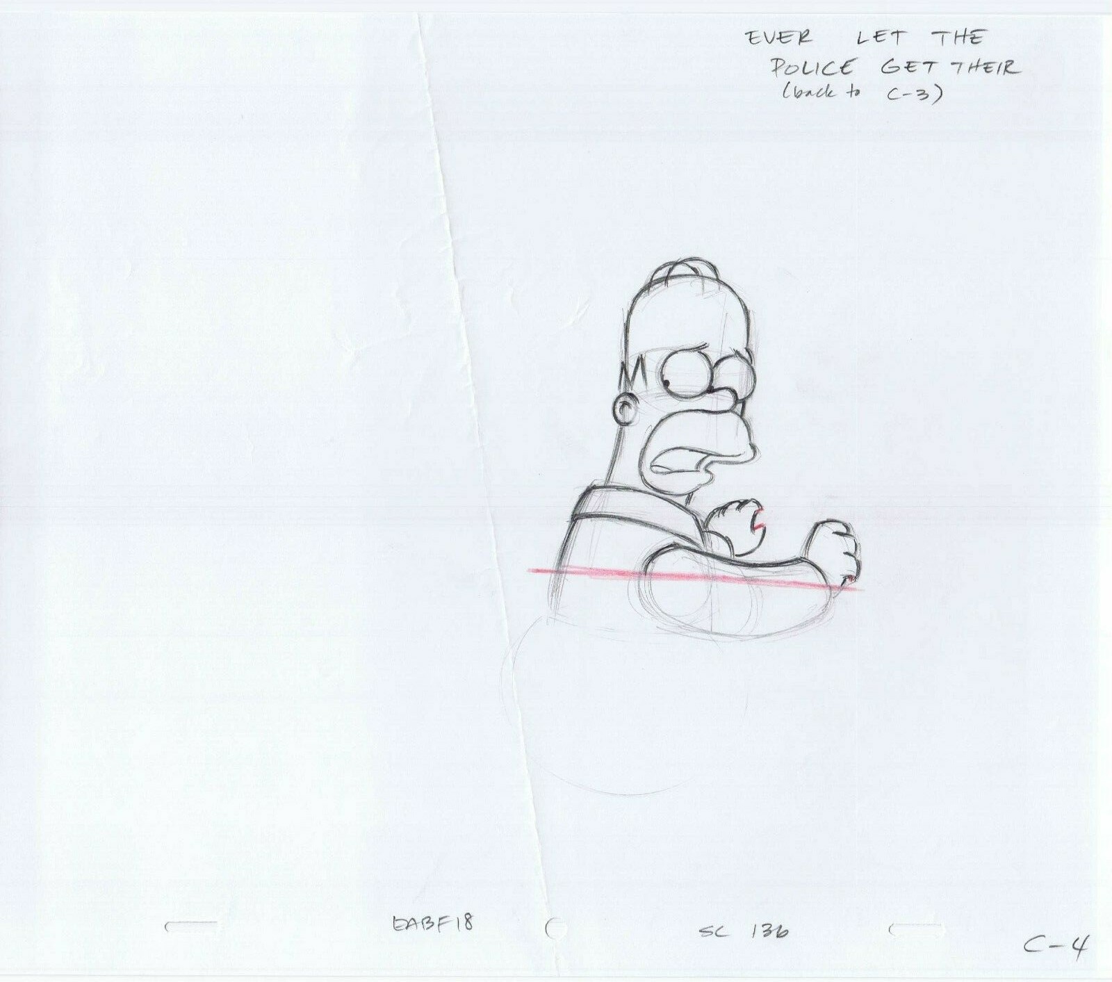 Simpsons Homer 2003 Original Art w/COA Animation Prod. Pencils EABF18 ...