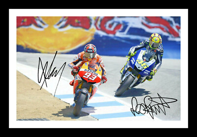 VALENTINO ROSSI & MARC MARQUEZ - MOTOGP AUTOGRAPHED SIGNED & FRAMED ...