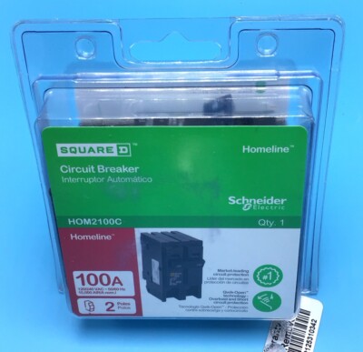 New Circuit Breaker Square D Homeline HOM2100 2 Pole 100 Amp Plug In | eBay