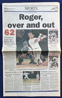 1998 ROGER, OVER AND OUT McGwire Hits 62nd / New HR Record / Illinois ...