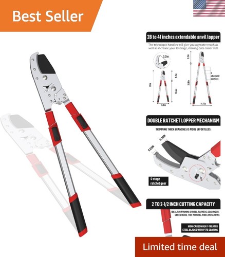 Heavy-Duty Extendable Loppers, 28-41" Telescopic Garden Tool for Thick ...