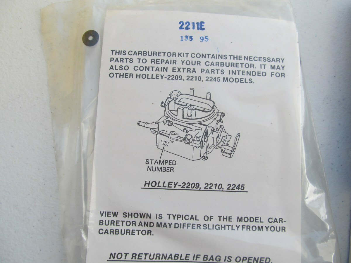 Tomco 5211E Carburetor Rebuild Kit Holley 2209 2210 2245 2-bbl ...