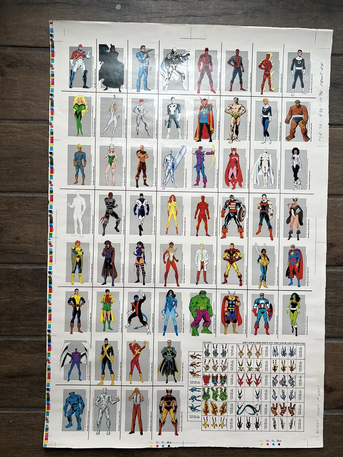 VINTAGE MARVEL TSR UNCUT CHARACTER SHEET RARE AVENGER CARD M 1984 24x36 ...