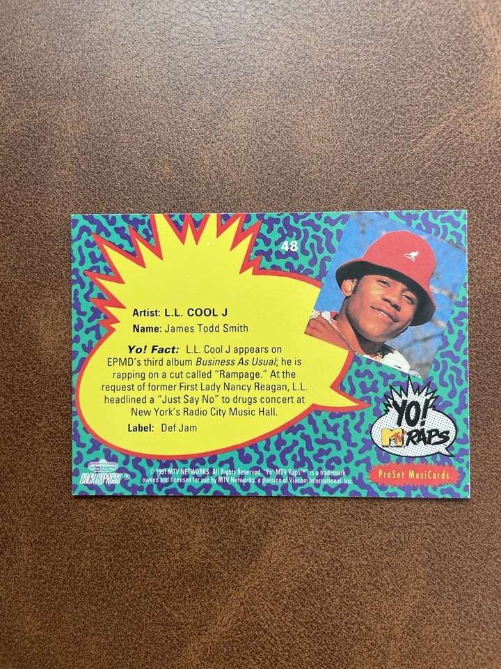 Yo MTV Raps Trading Cards 1991 Pro Set Musicards #48 LL Cool J M/NM | eBay