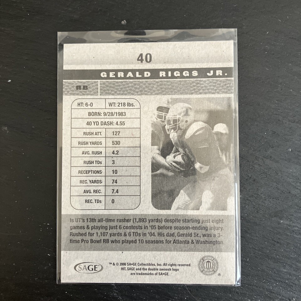 2006 SAGE Hit Gerald Riggs Jr #40 Rookie RC | eBay