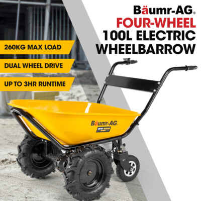 BAUMR-AG 40V Motorised Wheelbarrow 100L Electric Powered Motorised ...