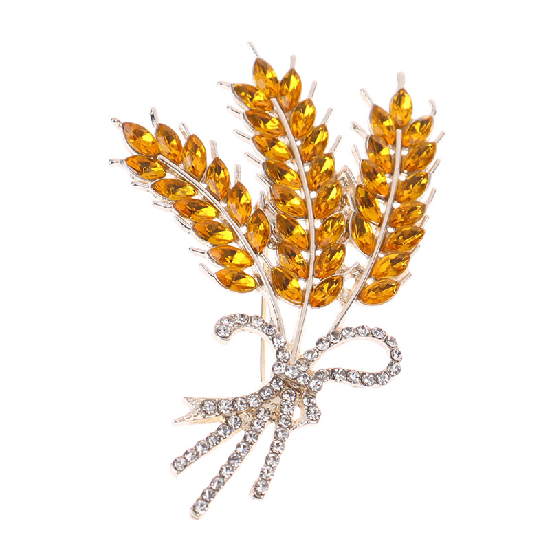 Luxury crystal rhinestone wheat ear brooch pins women party brooches ...