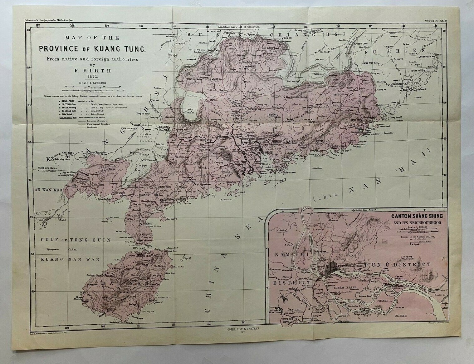 CHINA HONG KONG MACAU PROVINCE OF KUANG TUNG 1873 F. HIRTH LARGE ...