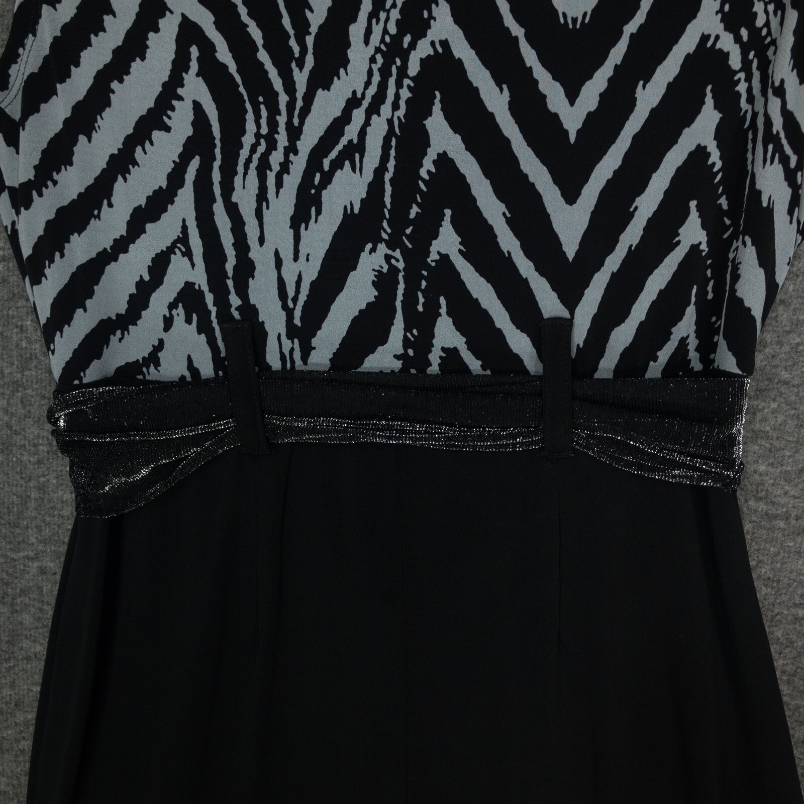 Y2K En Focus Studio Dress Zebra Print Belted Black Kn… - Gem