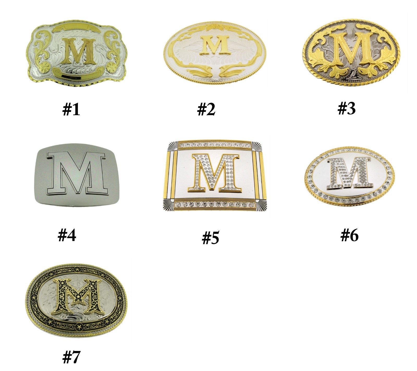 Initial M Belt Buckle Multiple Style Real Rodeo Western Letter Cowboy ...