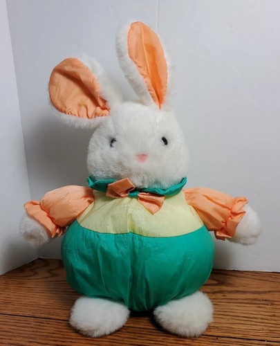 Dan Dee Bunny Plush 1984 Pastel Stuffed Nylon Puffy Rabbit Easter ...