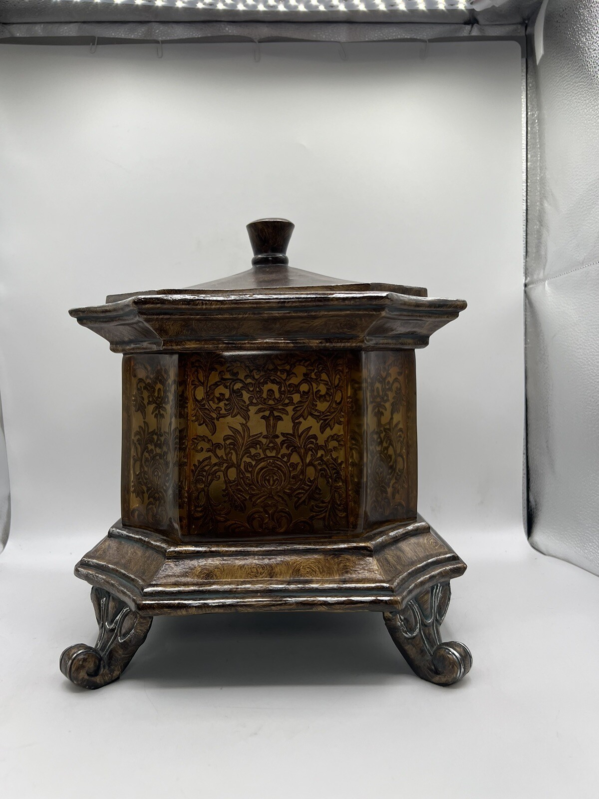 Decorative Octagonal Wood Lacquered Box Large With Lid Heavy 11x11x14 ...