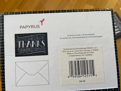 Papyrus Thanks card 13 Ct (card, Envelope, Sticker) - Papyrus | eBay