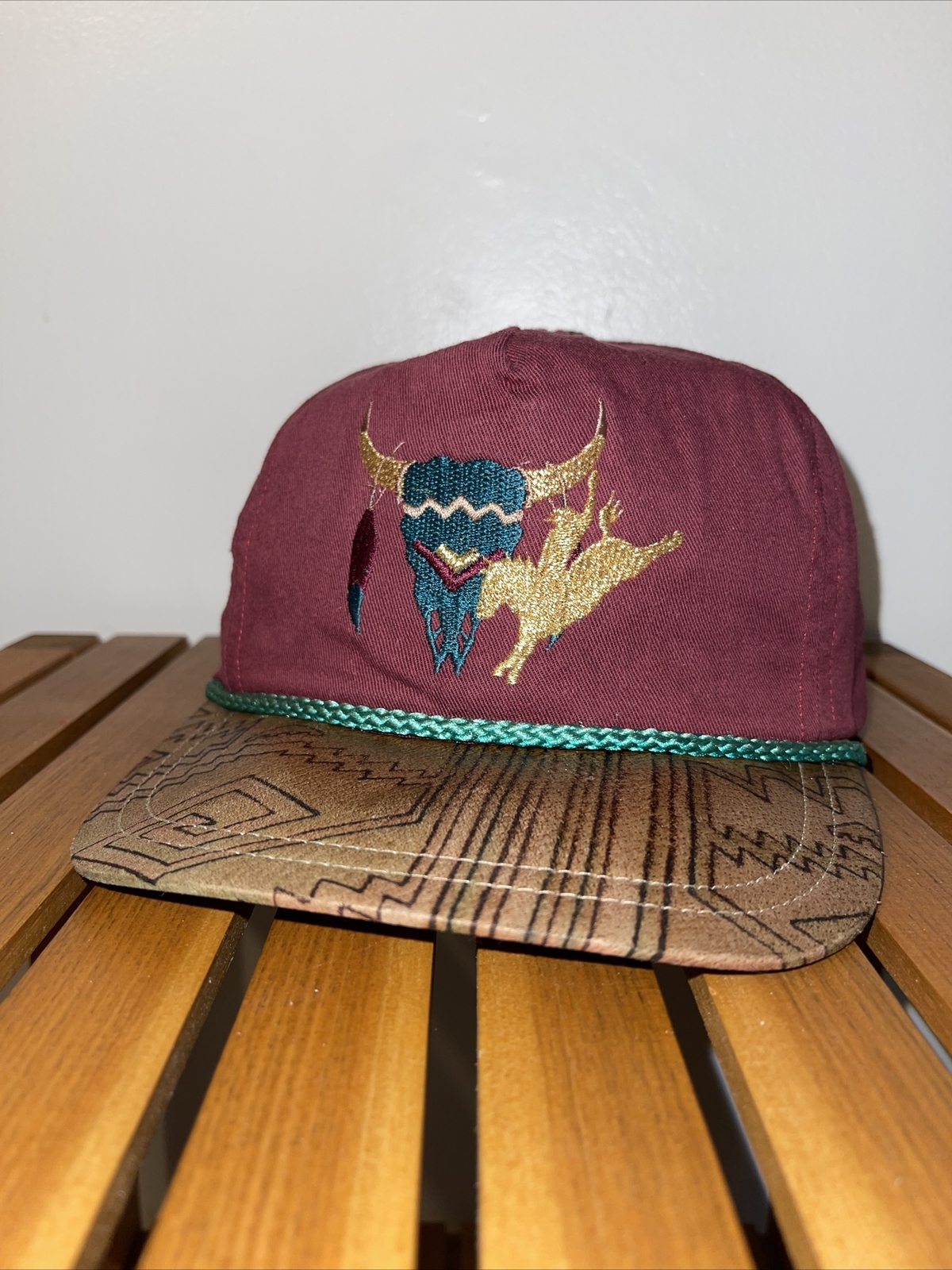 Vintage Bob Massey Southwestern Rope Hat Cap Blue Pat… - Gem