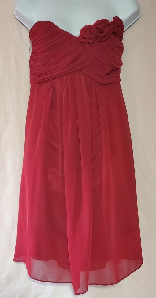 Formal Ever Pretty Maroon Burgundy Satin Flower Adornment Prom Wedding ...