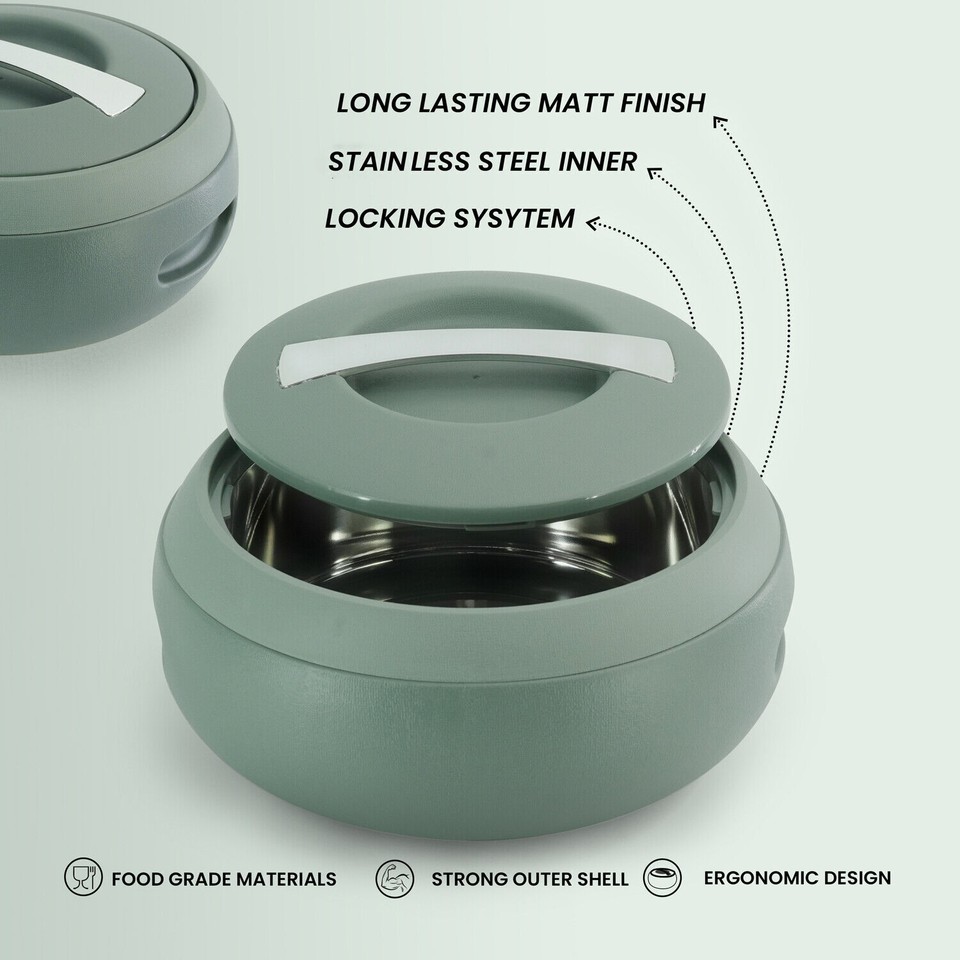 3PC Plastic Hot Pot Set Thermal Insulated Casserole Food Warmer Serving ...