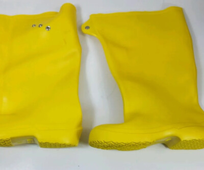 Yellow Rubber Boots Size 7 PVC Waterproof Overshoe Slip Rain Resistant ...