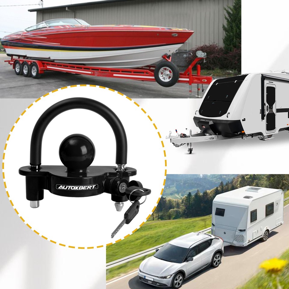 Security Trailer Coupling Lock Hitch Lock Tow Ball Towing RV Caravan ...