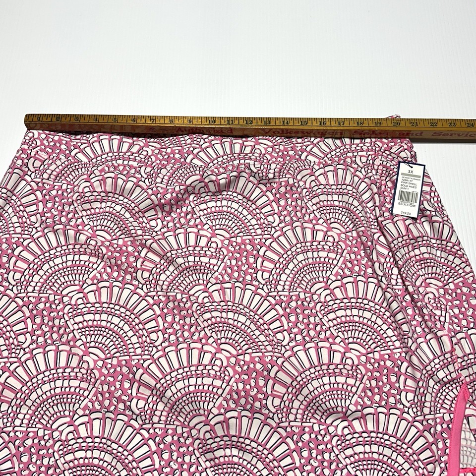 Crown & Ivy Women’s Skort Size 3X Pink & White geometric Shell stretch ...