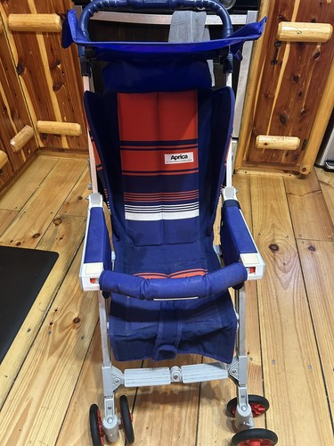 Vintage 80’s Aprica Japan Baby Stroller Blue Stripes Reversible Handle ...