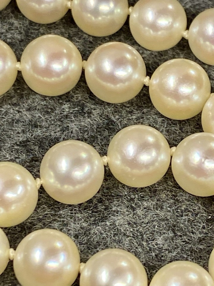 Exquisite Pearl necklace w/ 14k white gold clasp & Hypnotically ...