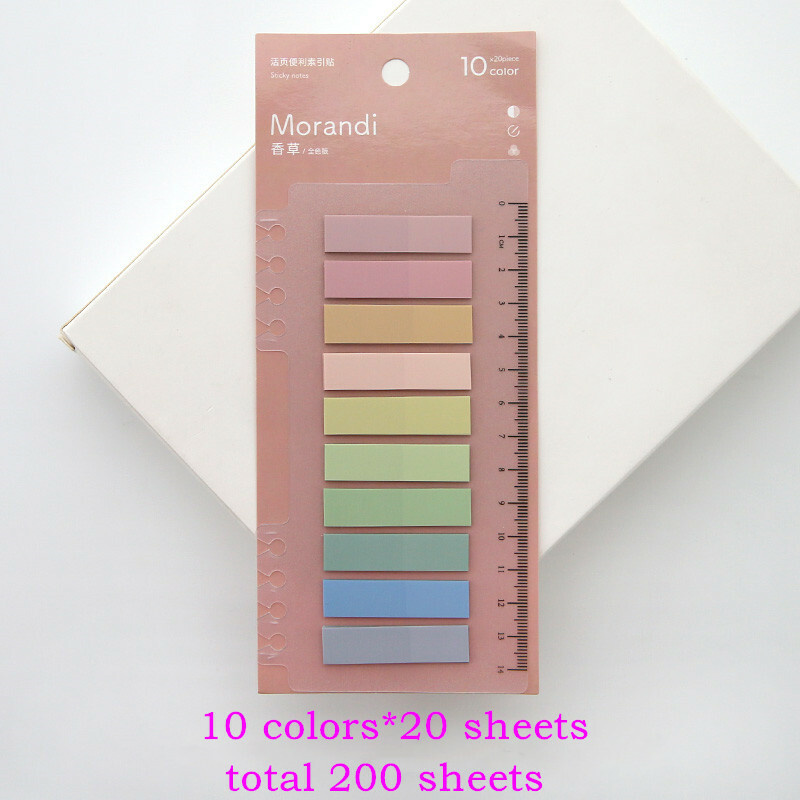 200pcs Page Markers Morandi Sticky Note Tabs Colored Book Flags Strip ...