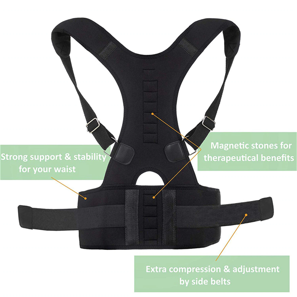 Posture Corrector Support Magnetic Back Shoulder Brace Belt Band For ...