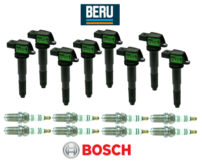 OEM Ignition Coil + Spark Plug (8sets) Beru Bosch for Porsche Cayenne S ...