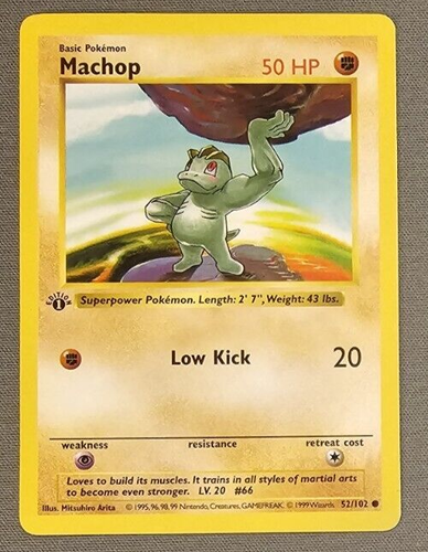 LP - Machop - 52/102 - 1st Edition - Shadowless - Base Set - Pokemon ...