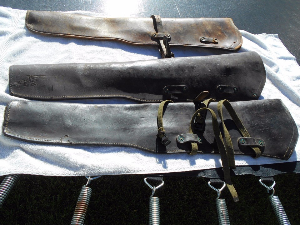WW2 dated US M-1 garand rifle leather motorcycle scabbard M-3 halftrack ...