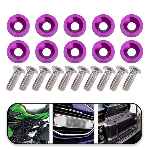 20X Purple Billet Aluminum Fender Bumper Washer Bolt Engine Bay Screw ...