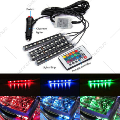 4X RGB 7Color LED Strips Light Engine Bay&Under Car Lighting Kit ...