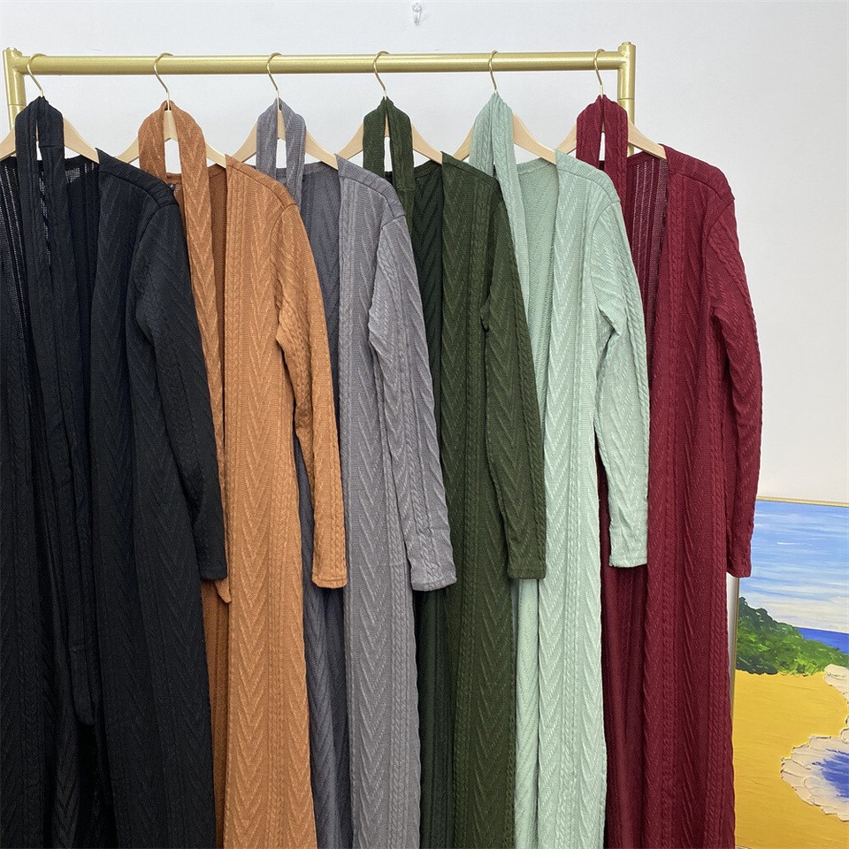 Muslim Knitted Open Cardigan Kaftan Robe Women Maxi Dress Abaya Dubai ...