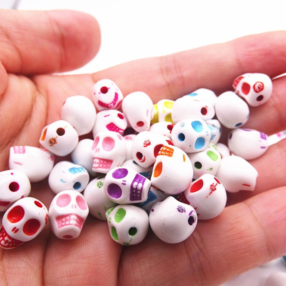200 Pcs Spacer Beads for Jewelry Making Skull Hair Head Jewellery ...