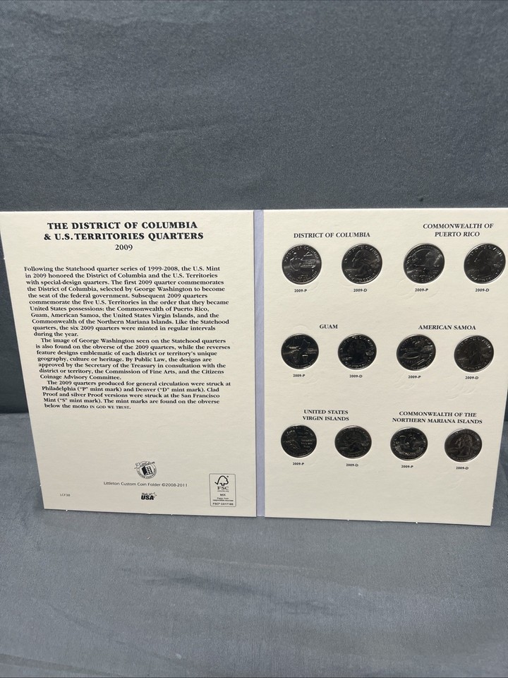 2009 DISTRICT OF COLUMBIA & US TERRITORIES QUARTER SET P+D 12 WITH CASE ...