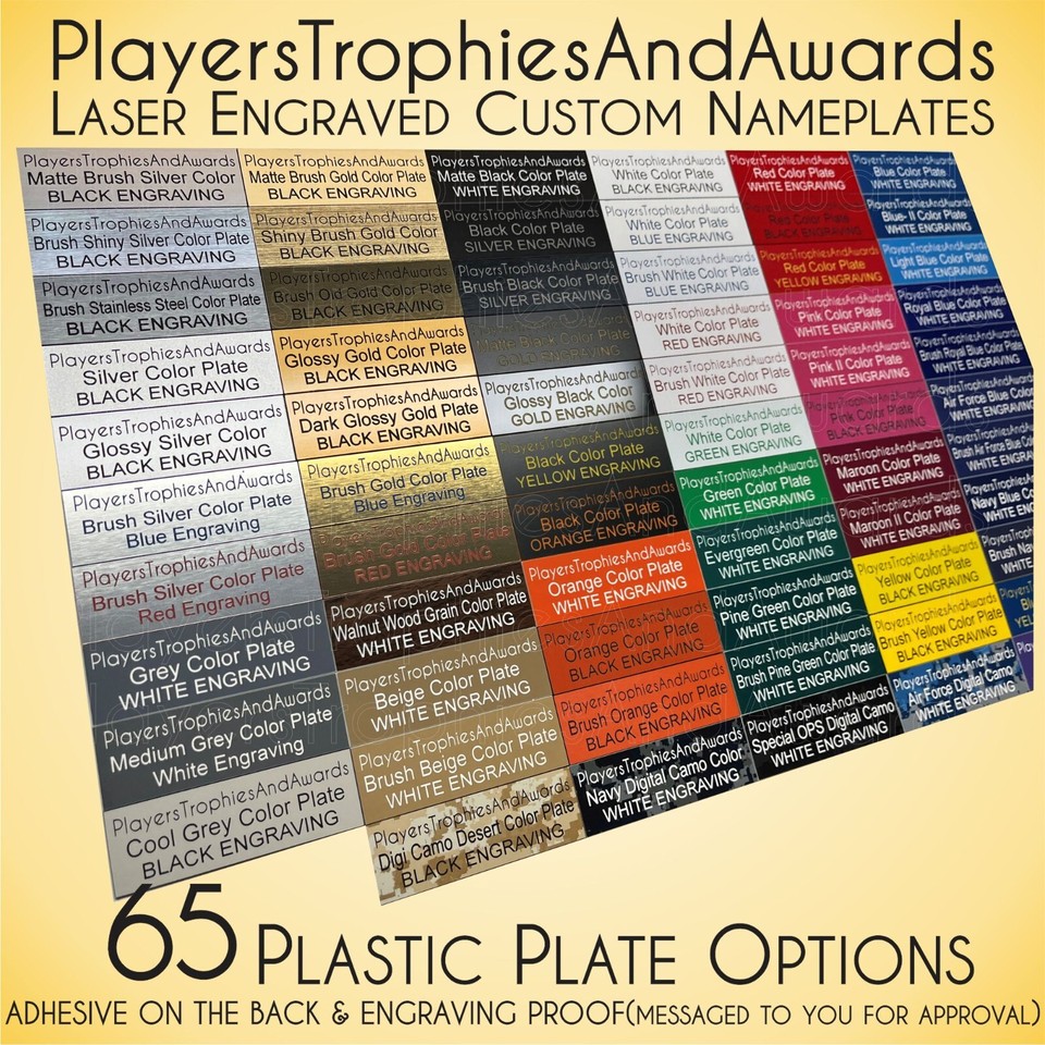.75 x 1.75 PLASTIC Engraved name plate custom Trophy Tag Engraving ...
