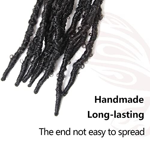 Short Pre-looped Butterfly Locs Crochet 8 Inch (Pack of 8) 1B(Natural ...