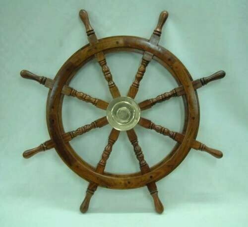 36'' Decorative Gaston Ship Wheel Wooden Vintage Captain Boat Steering ...