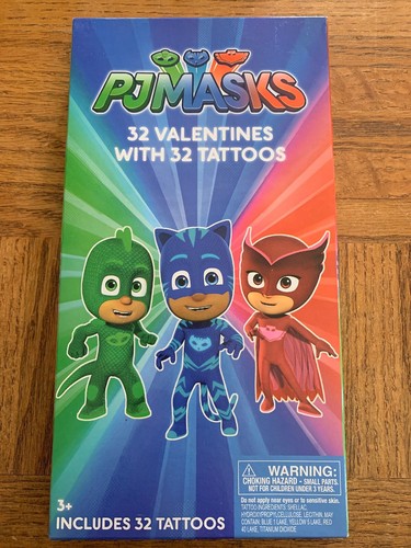 PJ Masks Valentines Day Cards 32 Count 32 Tattoos-Brand New-SHIPS N 24 ...