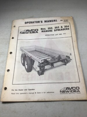 Avco New Idea 352, 353, 354 Manure Spreader Operators Manual | eBay