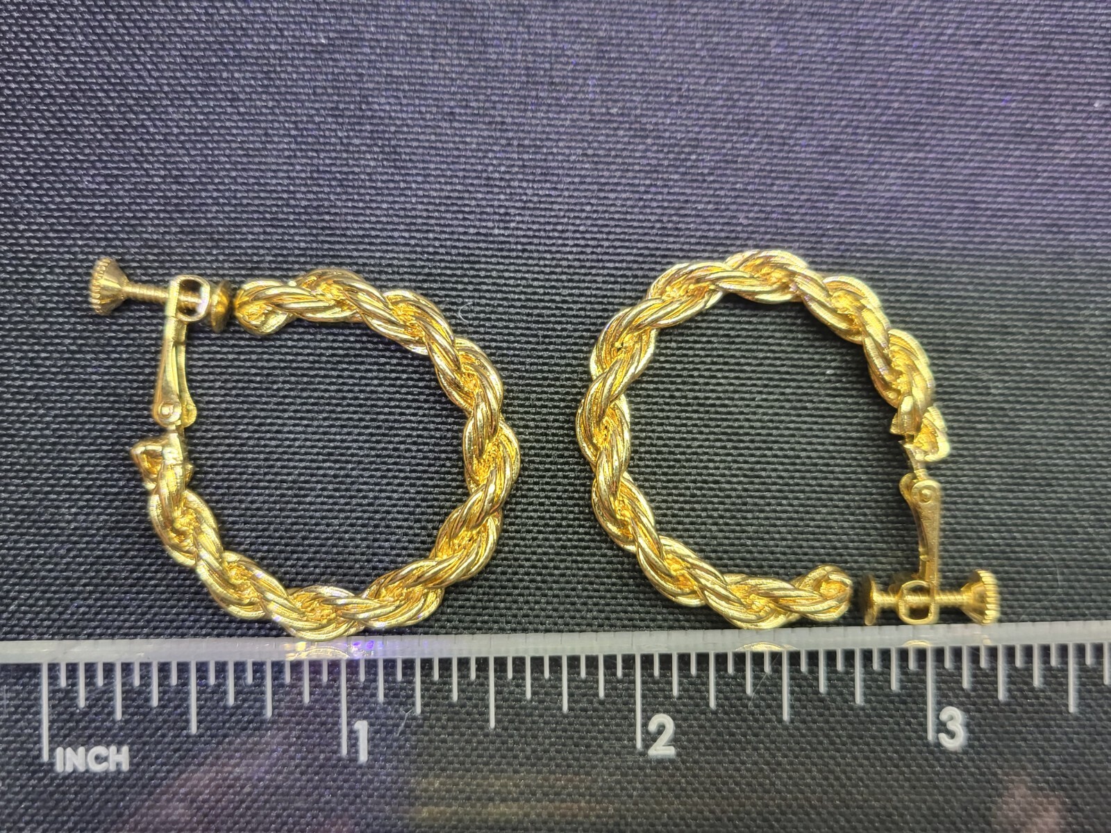 Vintage Napier Hoop Earrings Twist Rope Gold Tone Cli… - Gem