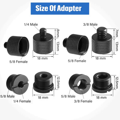 8Pcs Mic Thread Adapter Kit 5/8 to 3/8 Mic Screw Adapters 1/4 to 5/8 ...